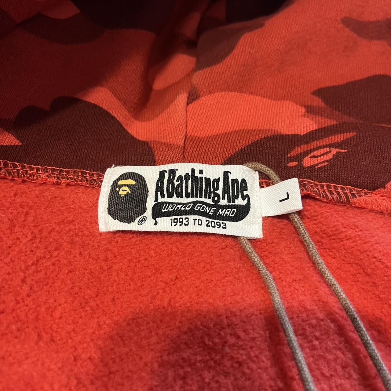 Red BAPE Shark Hoodie removable velcro patches #BAPE... - Depop