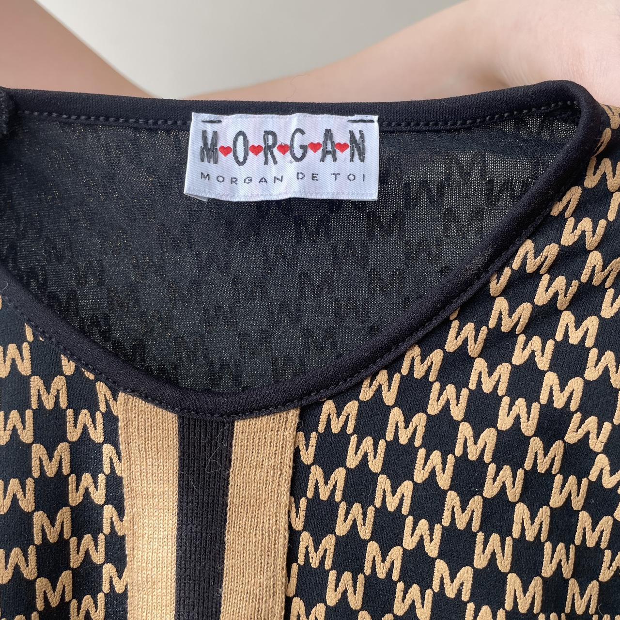 Morgan De Toi y2k monogram black/tan baby tee Size... - Depop