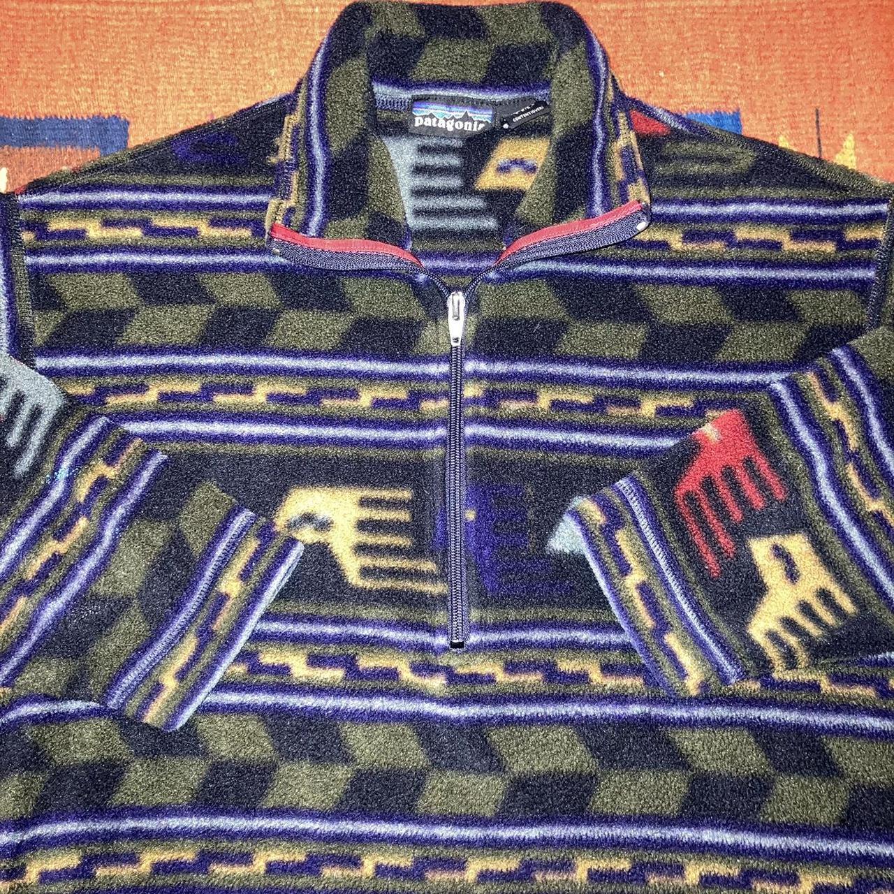 vintage 90s Patagonia AOP Aztec Thunderbird 1/2 zip... - Depop