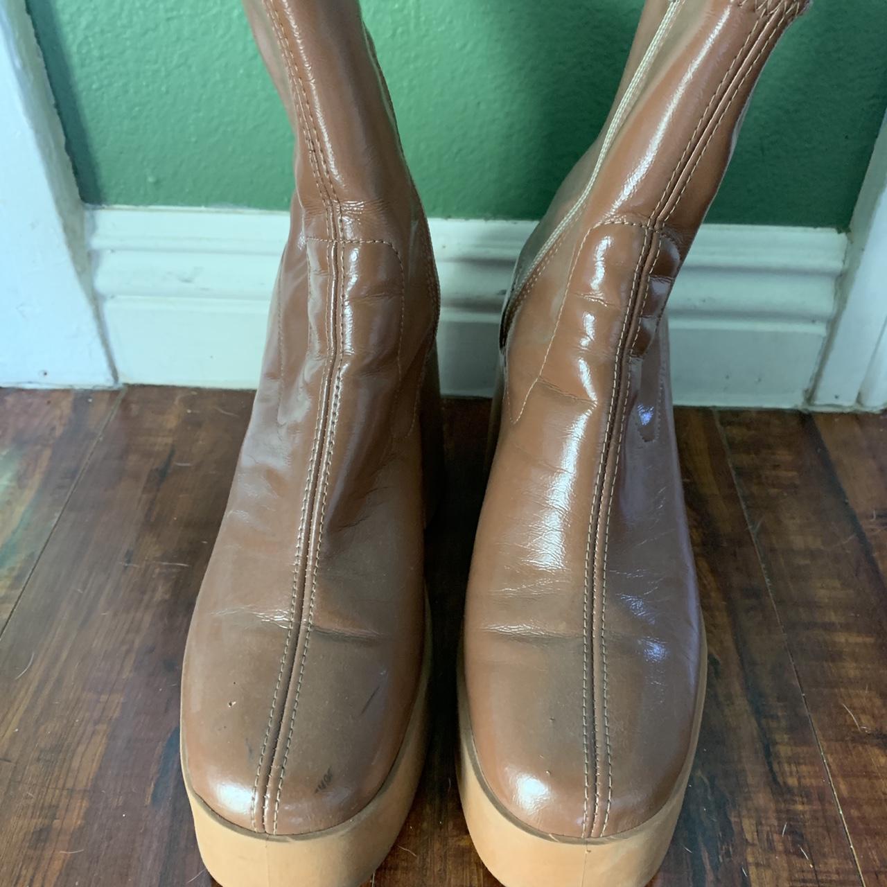 ASOS chunky tan platform boots - very light and easy... - Depop