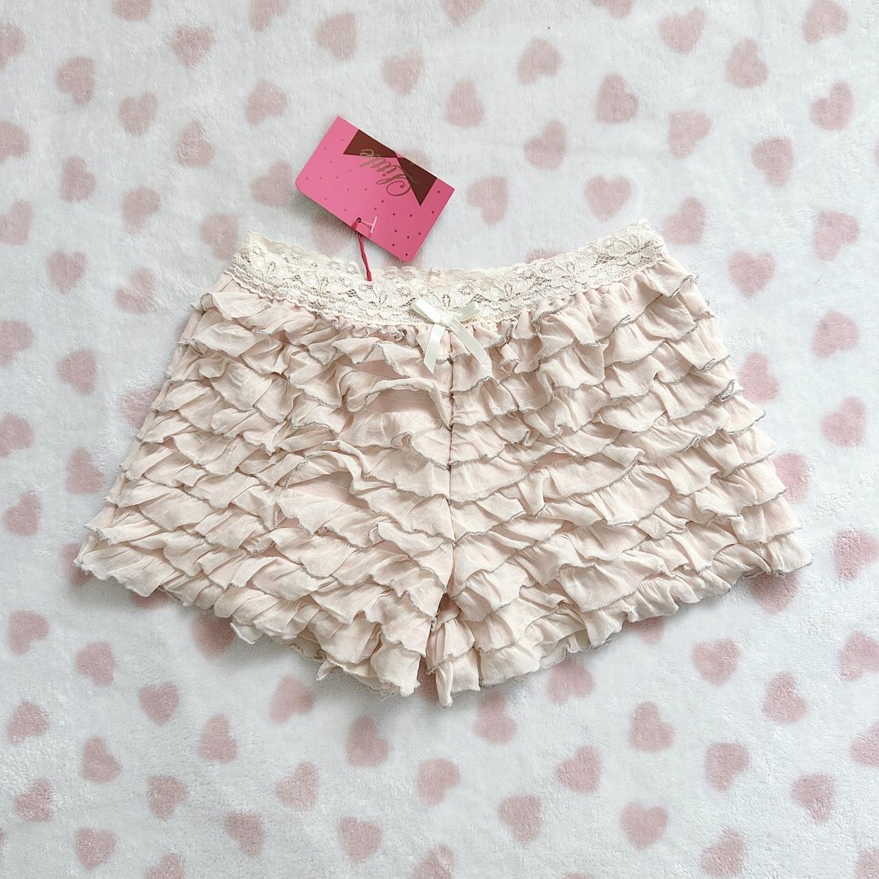 pink lacy ruffle layered shorts nwt & super... - Depop