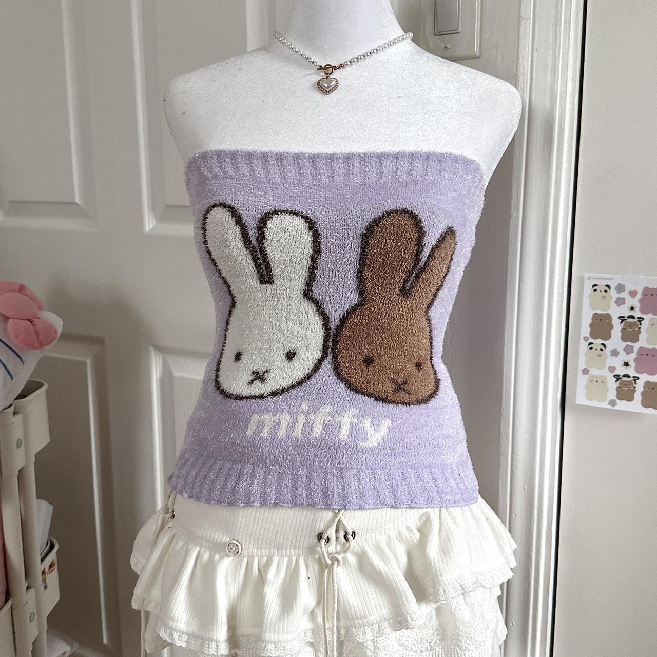 purple miffy & melanie fluffy tube top super soft,... - Depop