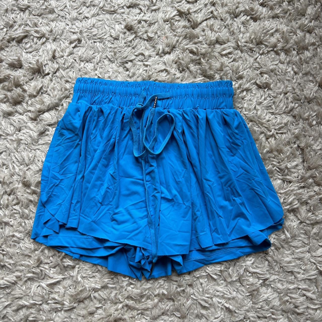 Blue flowy shorts with built in shorts liner Bought... - Depop