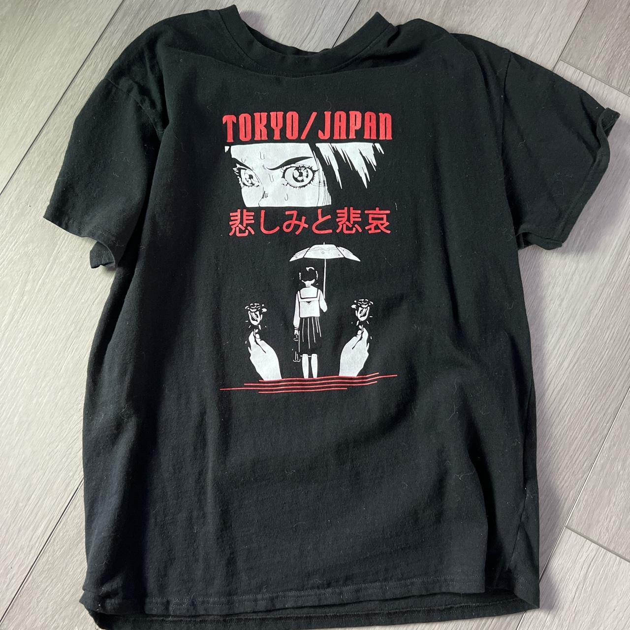 Large Black Shirt “Tokyo/Japan” Anime style... - Depop