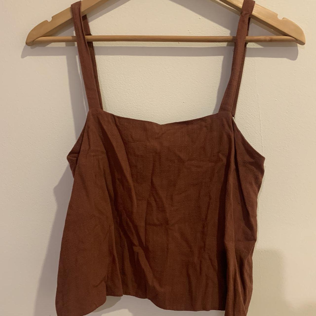Perfect stranger Brown/burgundy top Like new Size 8 - Depop
