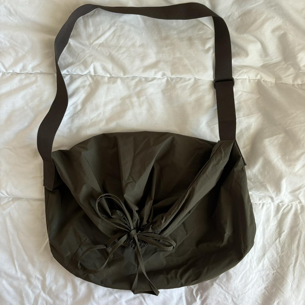 Uniqlo U Drawstring Bag Olive Small white Staining... - Depop