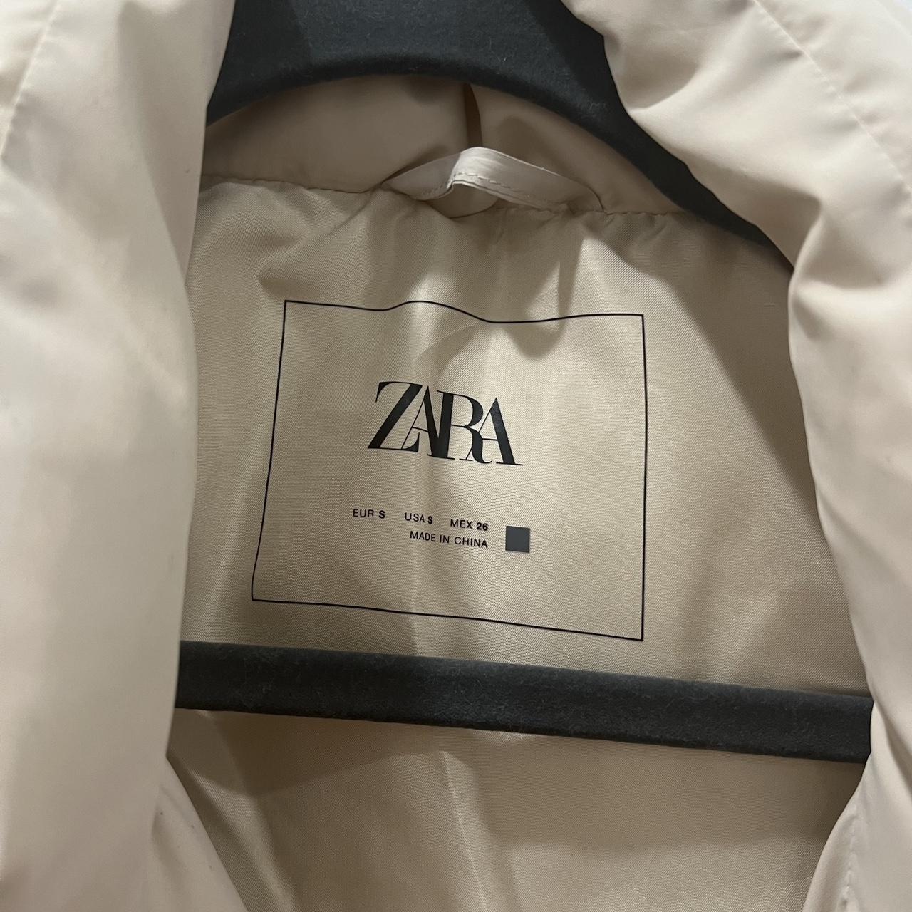 zara cream puffer best size S length hits just... - Depop