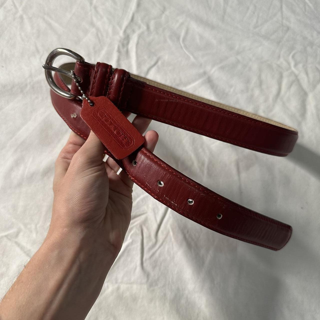 Coach belt Red leather M Worn condition- extra... - Depop