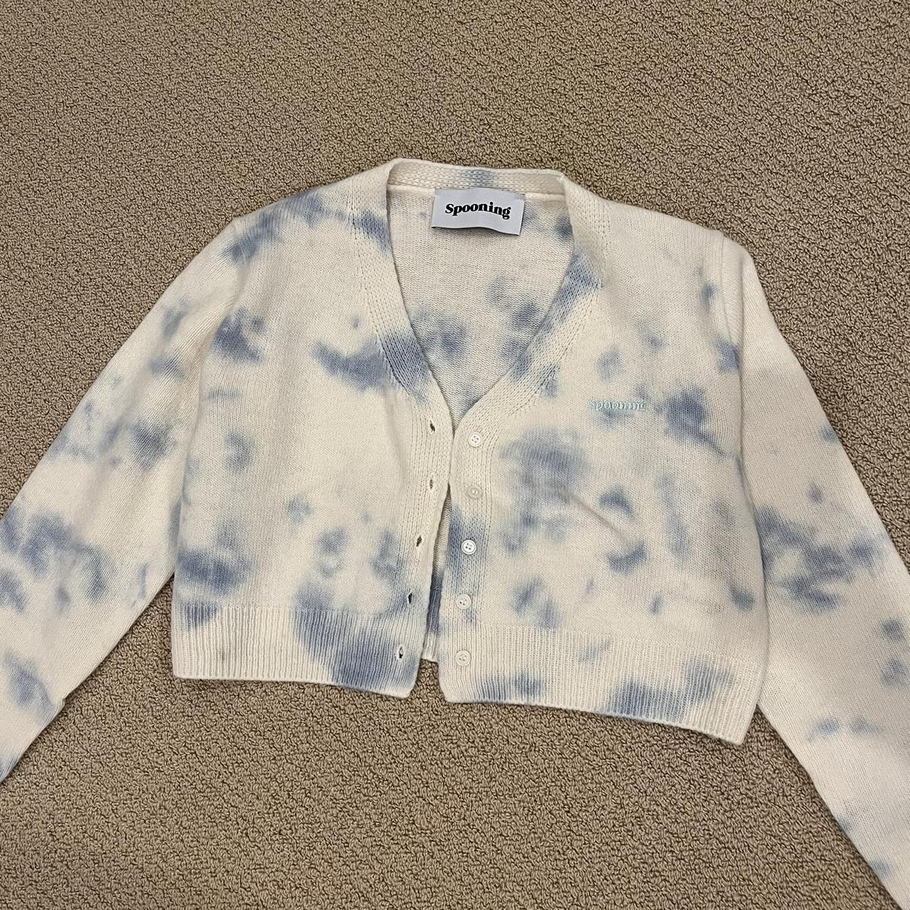 Beglowny Hand-Dying Scoop Cardigan Ivory Tie-Dye One... - Depop
