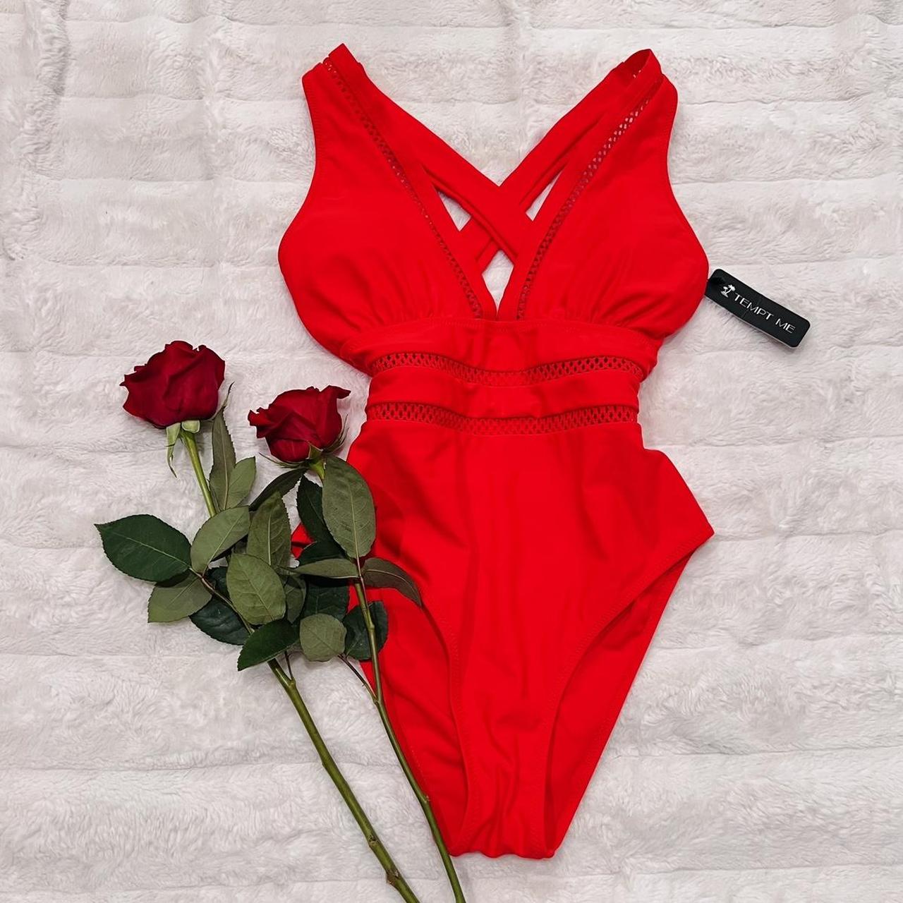 Tempt me plunge swim suit Size small New with... - Depop