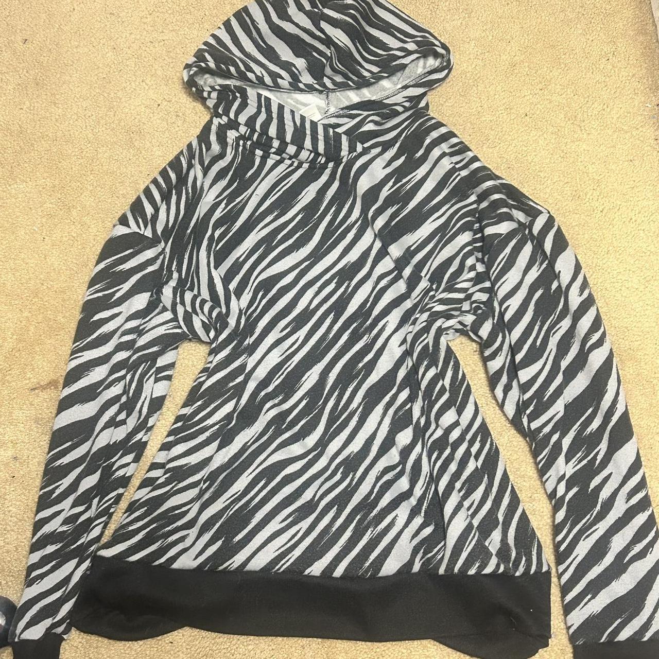 PAYPAL🚫 emo scene zebra print hoodie 💖 s/m #emo... | Depop