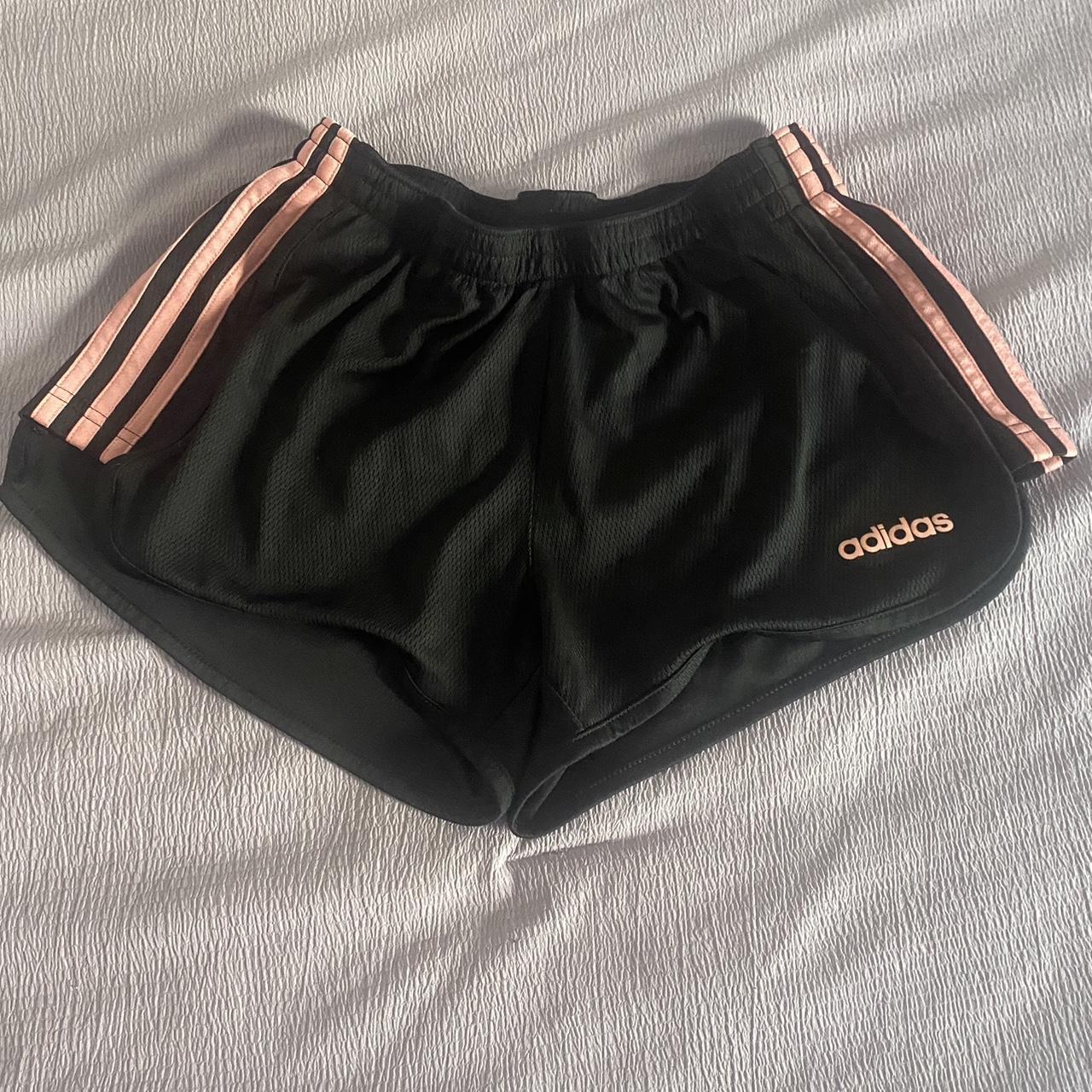 Adidas Black/Pink Athletic Shorts - small - no... - Depop