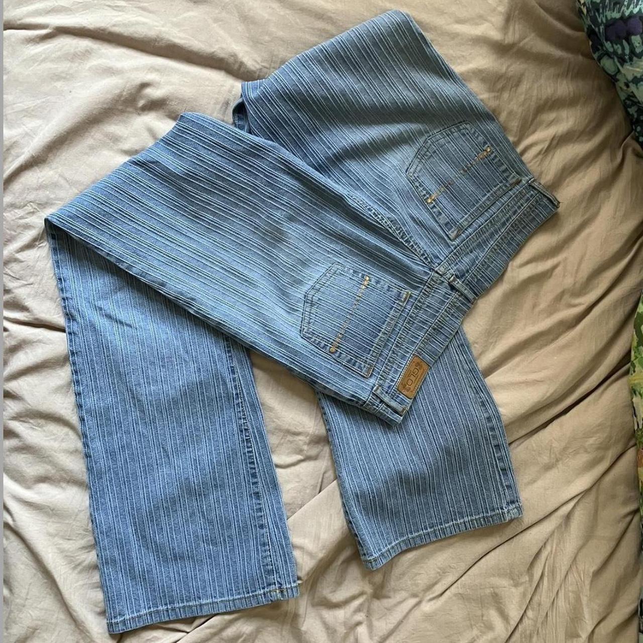INSANE vintage jeans with vertical denim stripe... - Depop