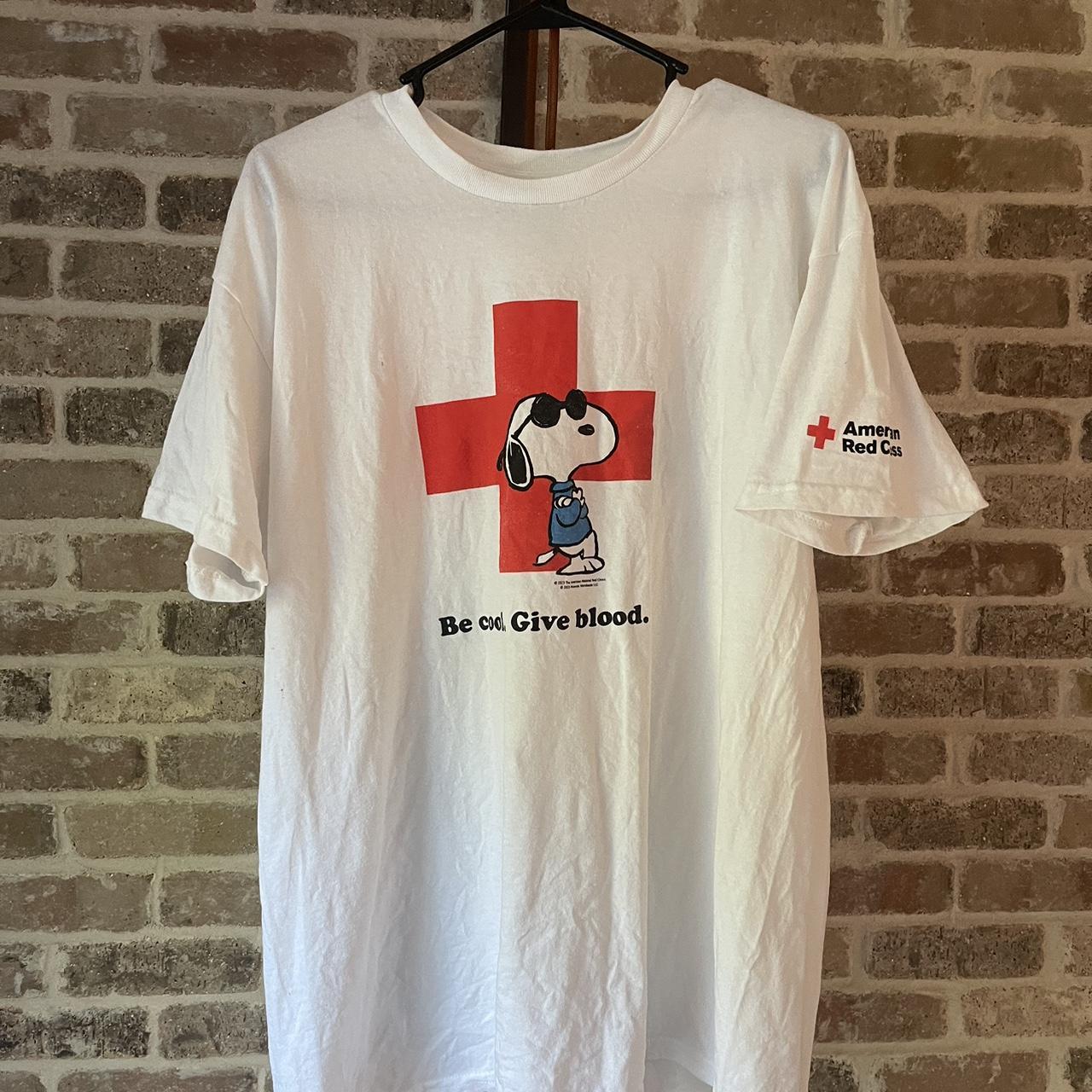 Snoopy American Red Cross “be cool. Give blood” t... - Depop