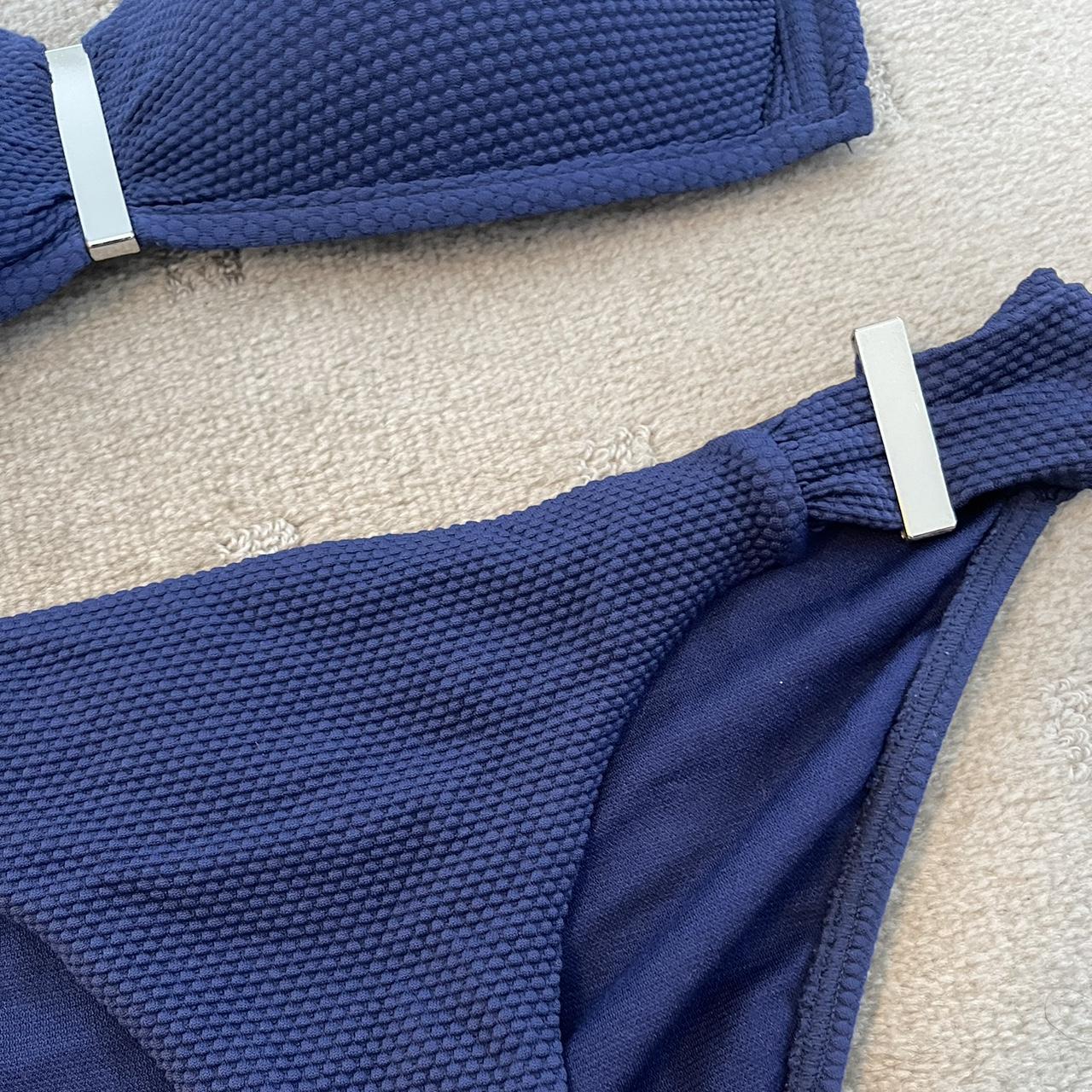 Blue navy bikinis - built in cups - cheeky bottom... - Depop