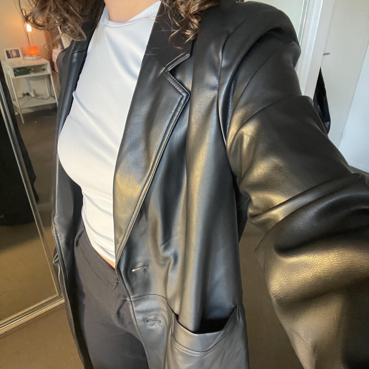 GLASSONS FAUX LEATHER LONG LINE COAT 💌 Brand new... - Depop