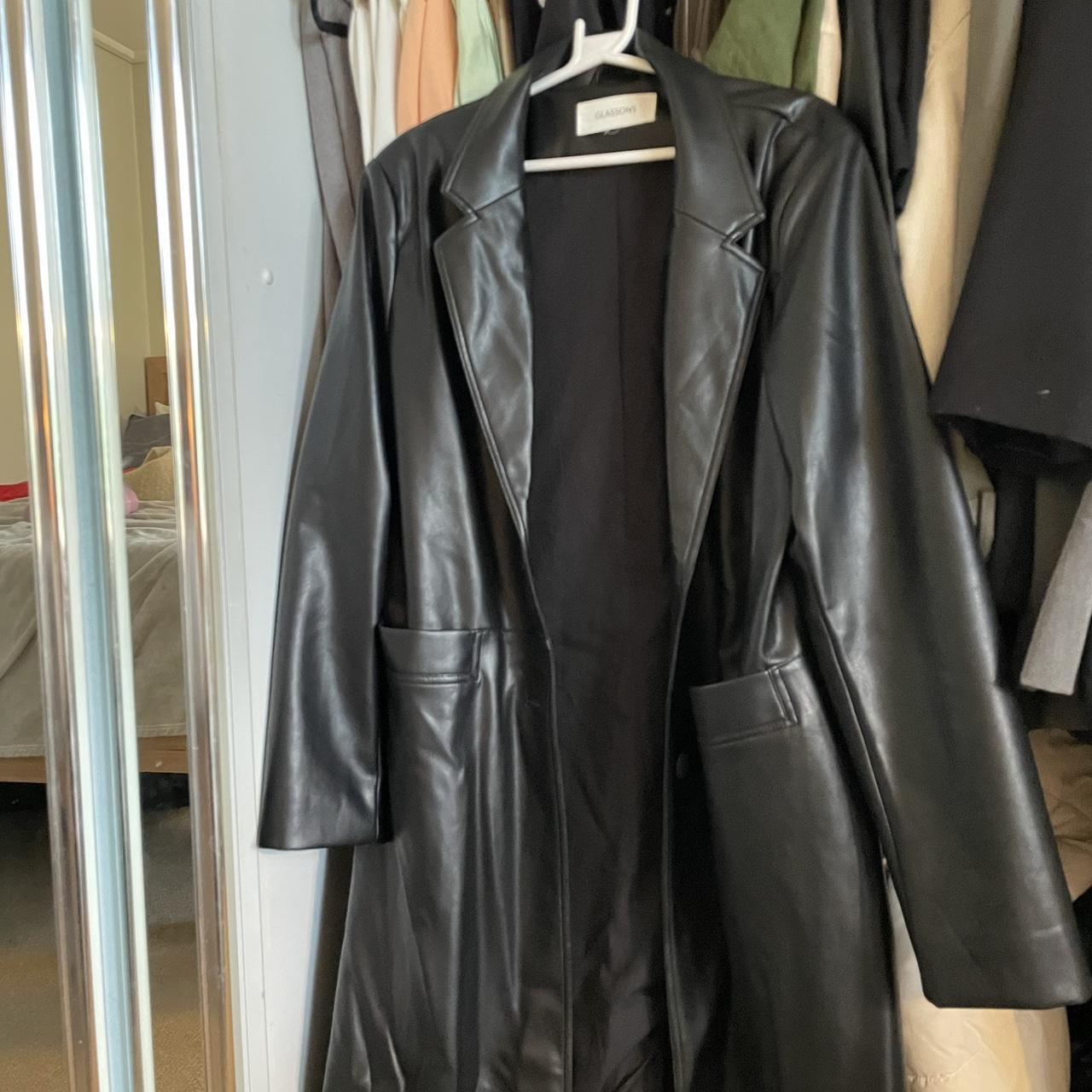 GLASSONS FAUX LEATHER LONG LINE COAT 💌 Brand new... - Depop