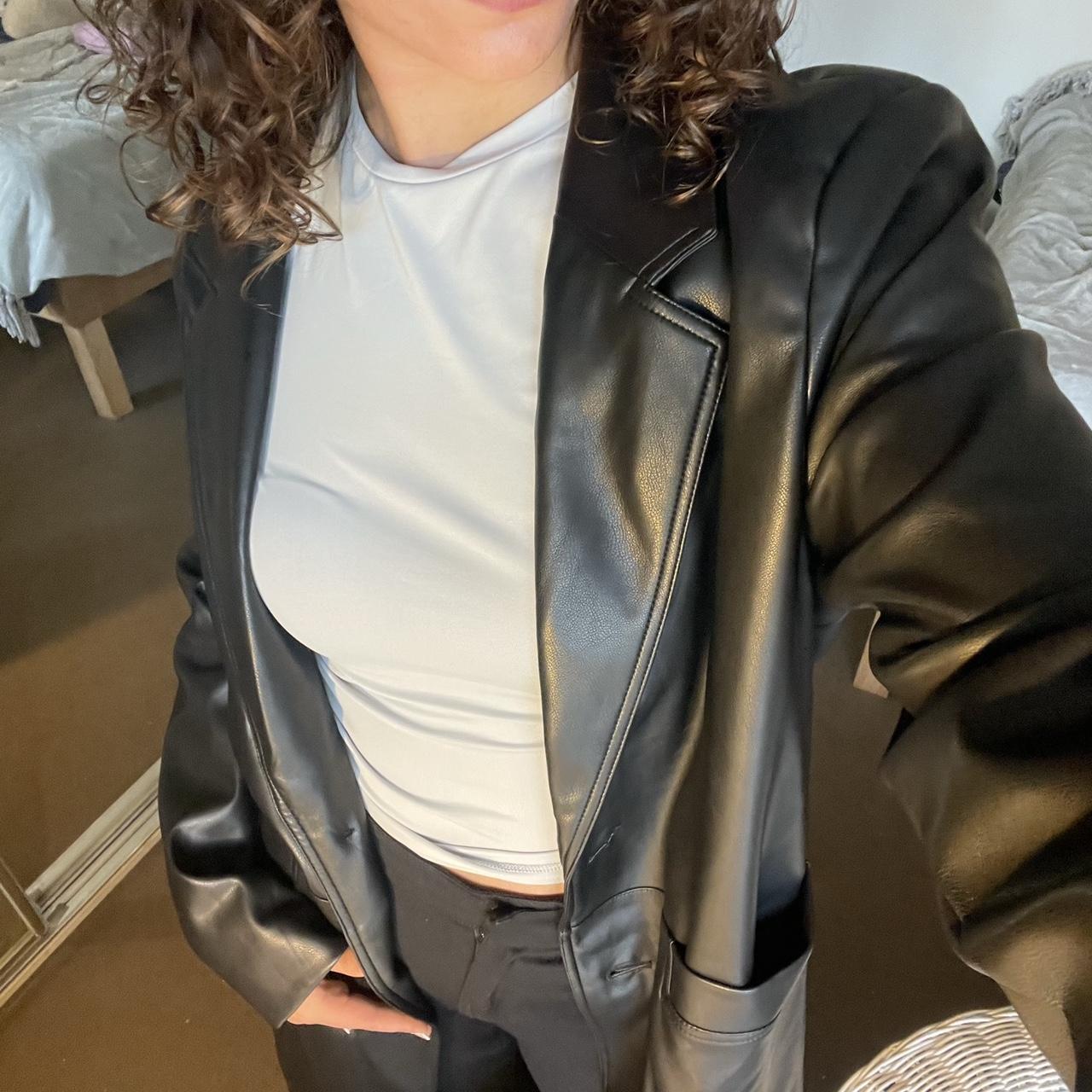 GLASSONS FAUX LEATHER LONG LINE COAT 💌 Brand new... - Depop