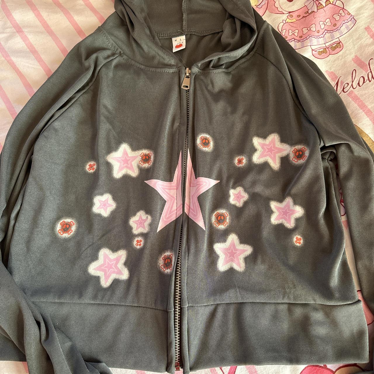 Super cute cropped star zip-up jacket! Could... | Depop