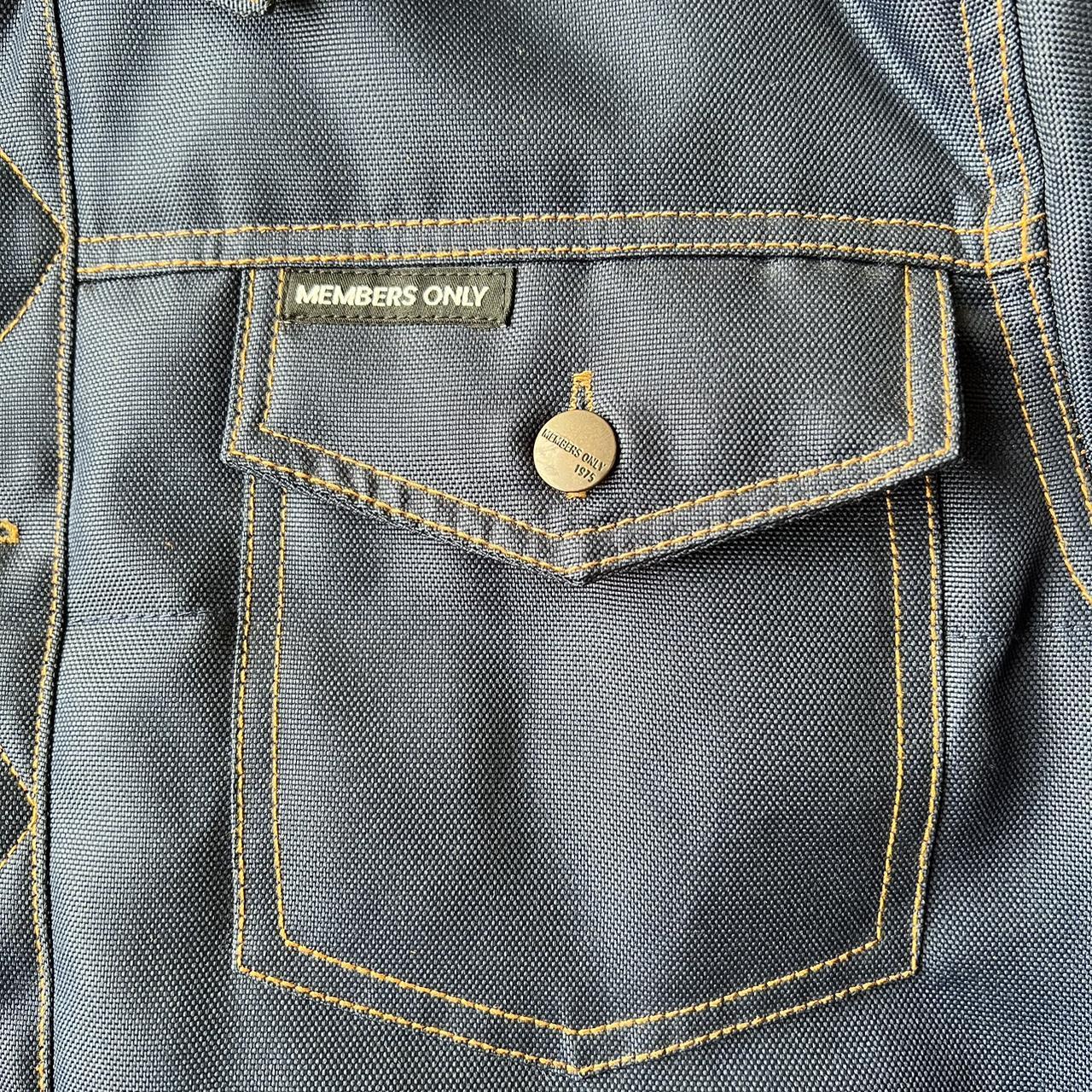 Members Only Men's Navy and Gold Jacket | Depop