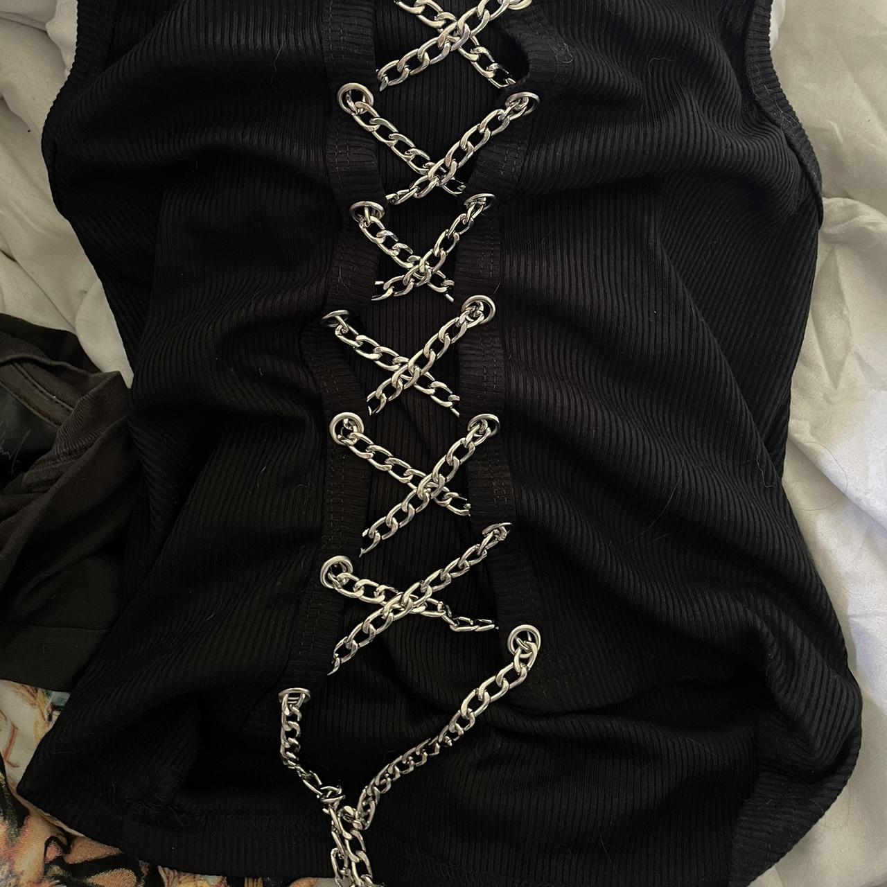 Alt tank top with chain detailing Never worn - Depop