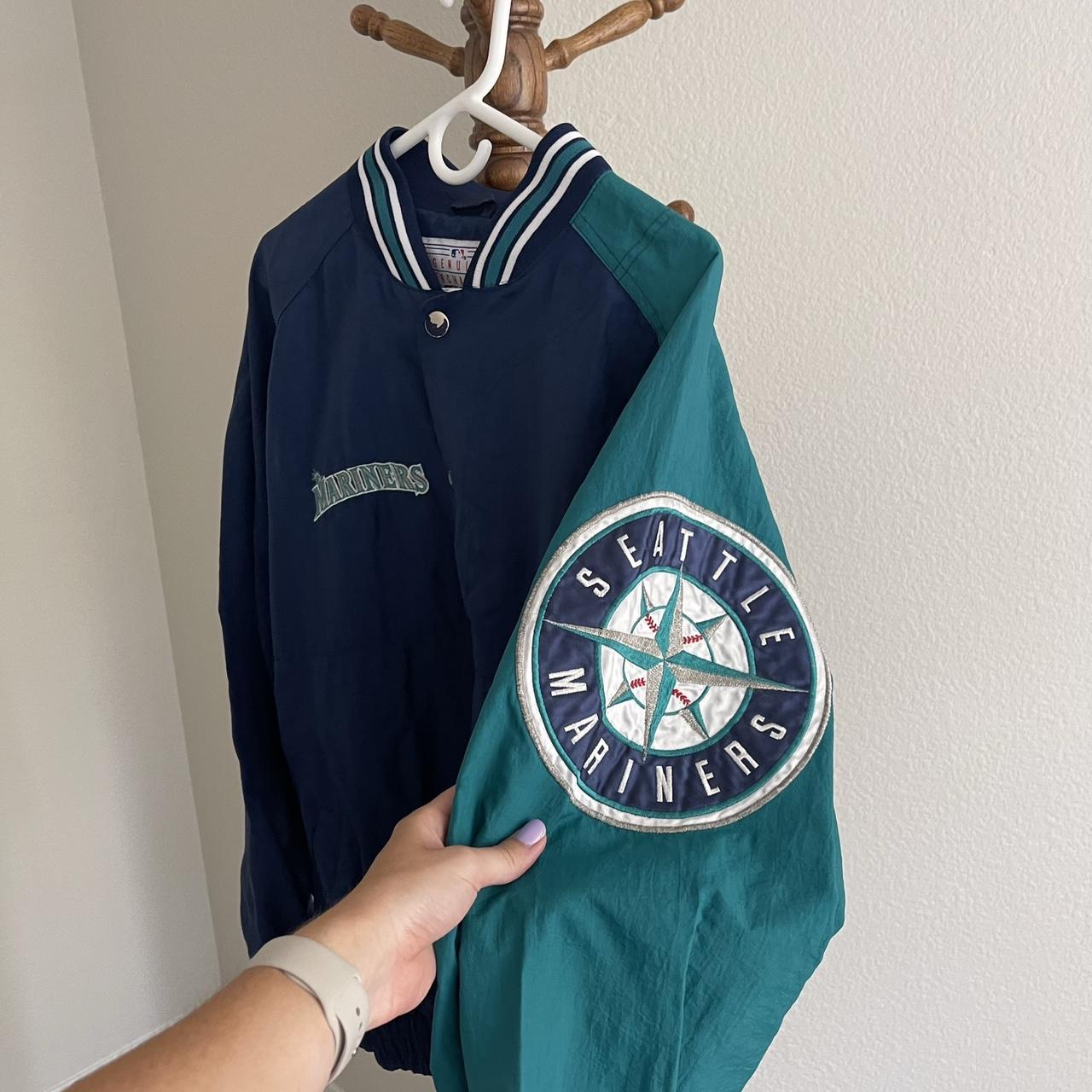 VINTAGE SEATTLE MARINERS STARTER JACKET WITH ACCENT... - Depop