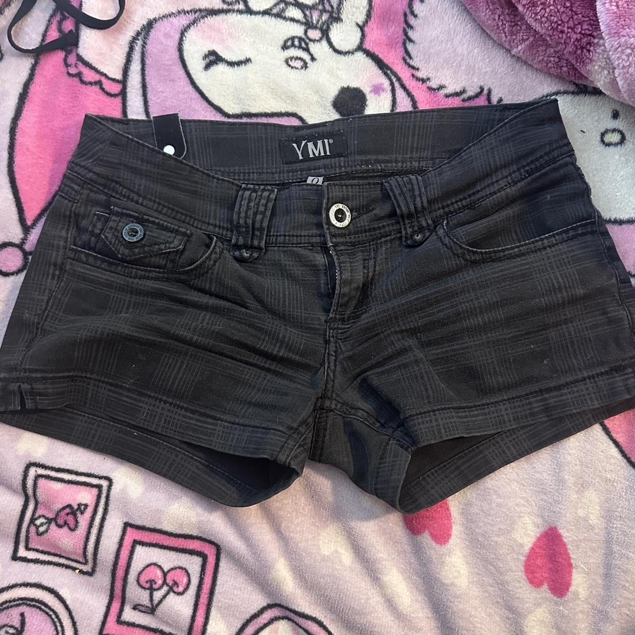 cute low rise black short shorts back pockets have a... - Depop