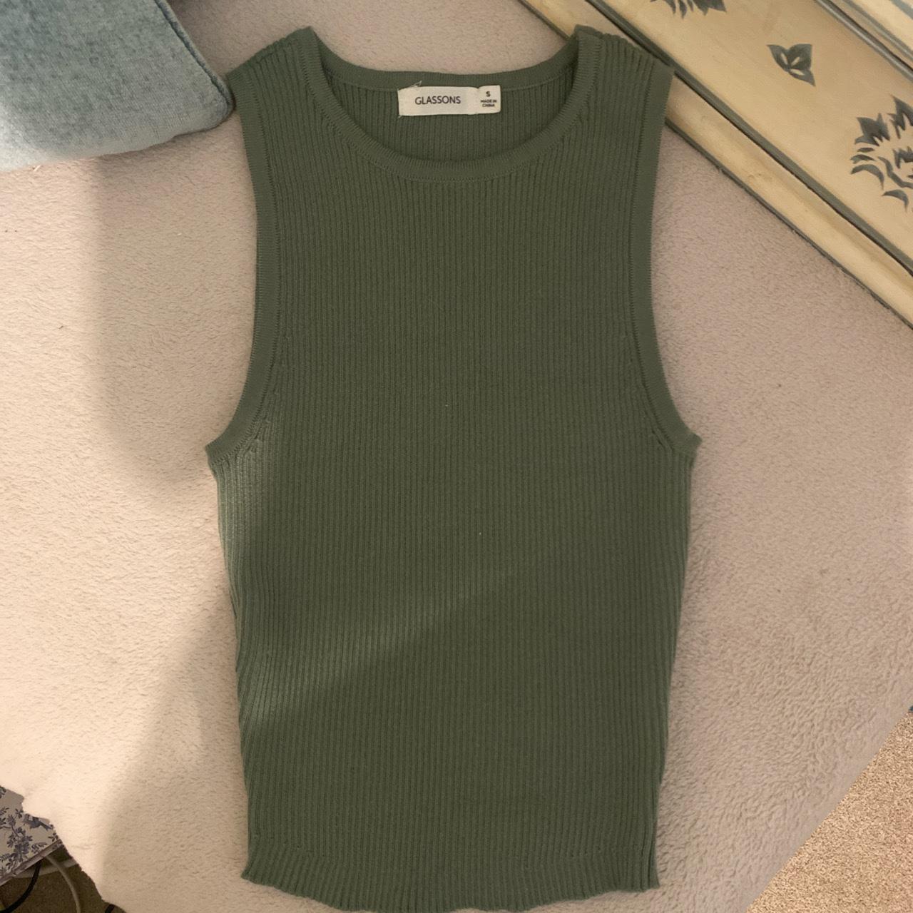 Glassons Sage green Knit Tank top Size xs-s Only... - Depop