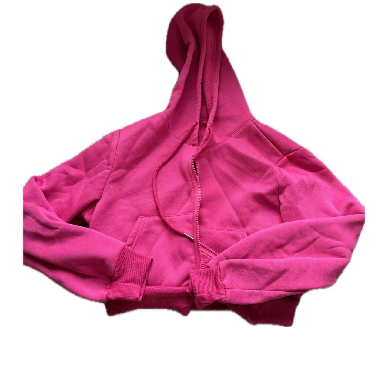 cropped hot pink zip up #hoodie #cropped #pink - Depop
