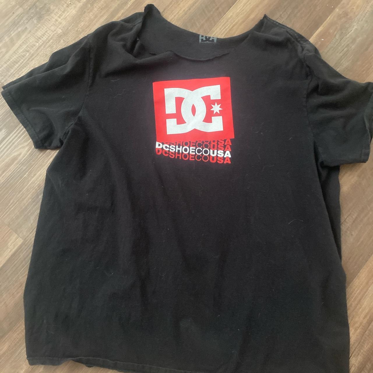 off the shoulder baggy DC tee! size xl perfect... - Depop