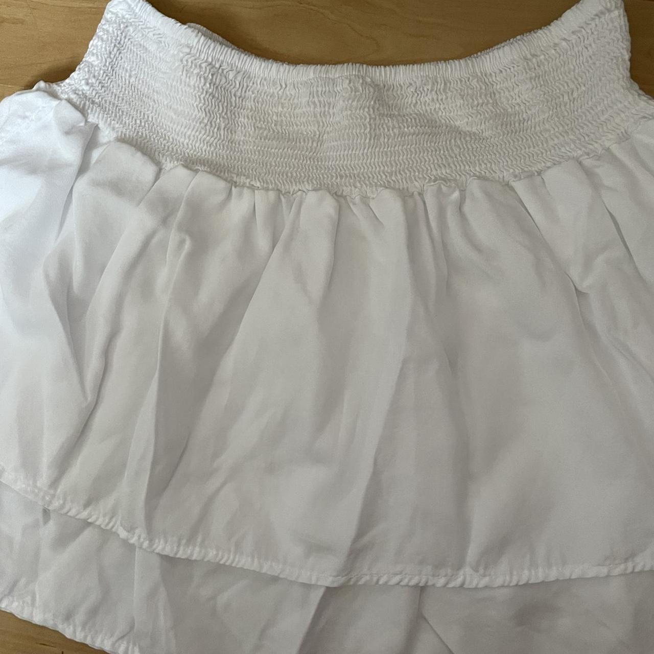 Adorable white tiered subdued rara miniskirt size m... - Depop