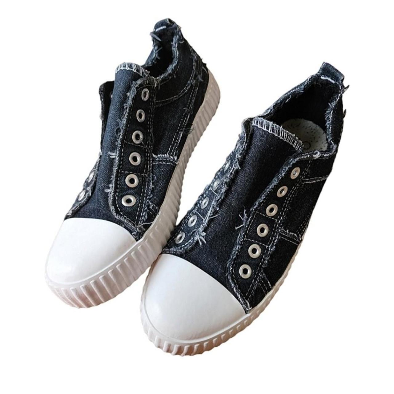 ☆Yoki Dark Denim Blue Jean Distressed Sneakers☆ ☆... - Depop