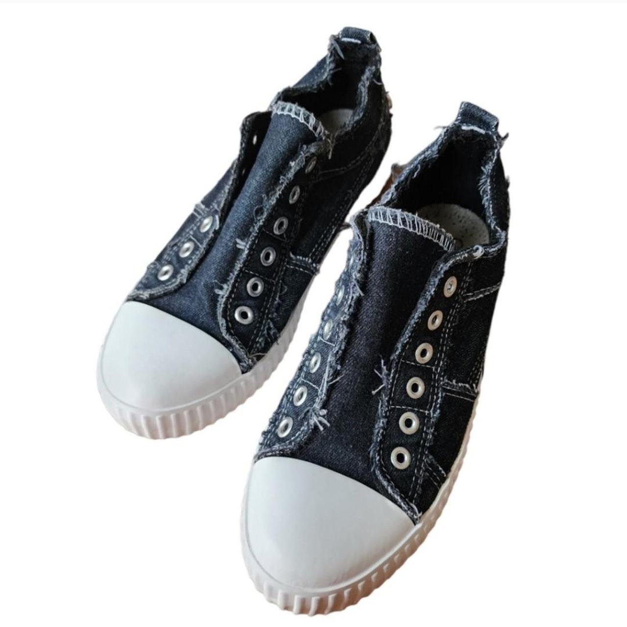 ☆Yoki Dark Denim Blue Jean Distressed Sneakers☆ ☆... - Depop