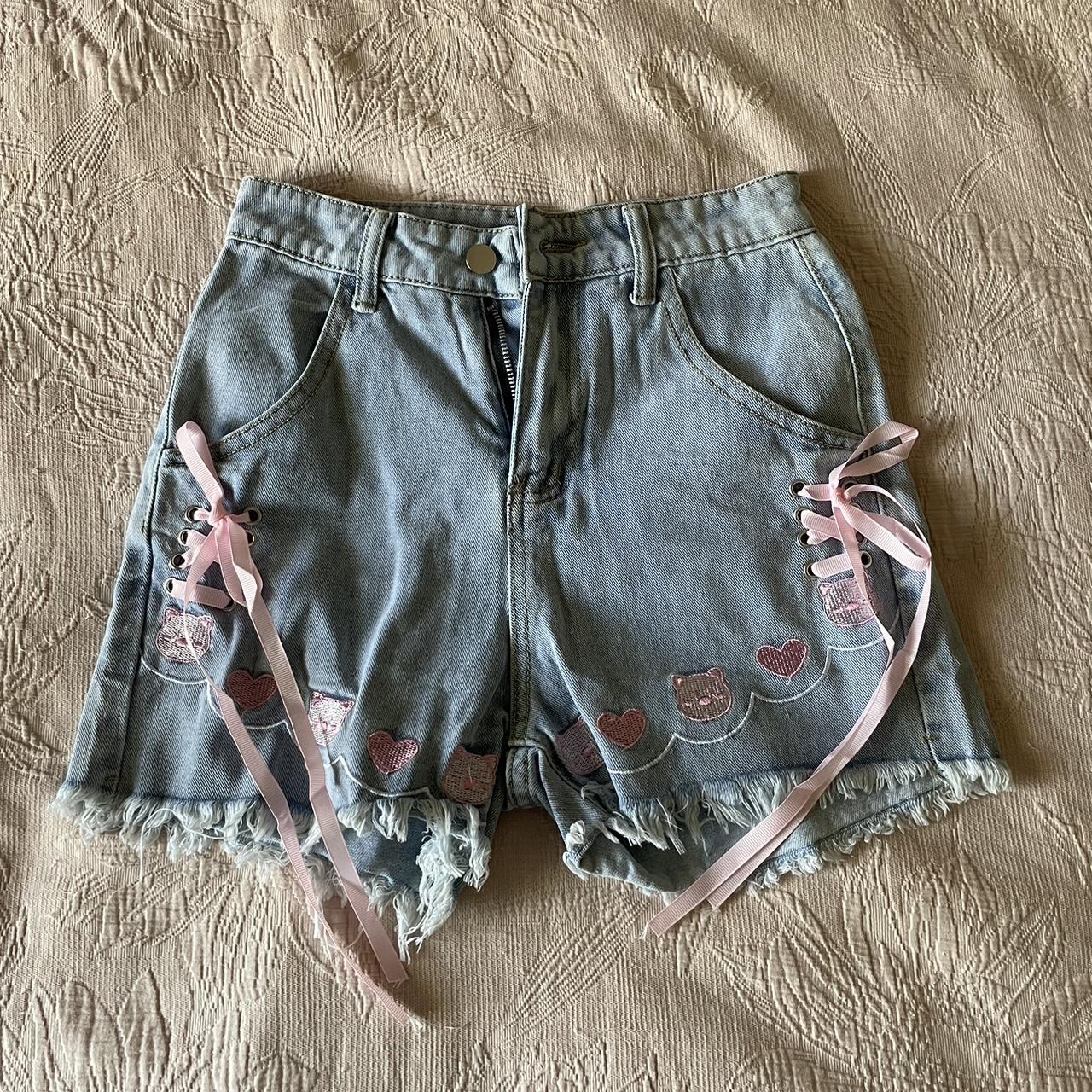 super cute denim shorts high waisted perfect... - Depop