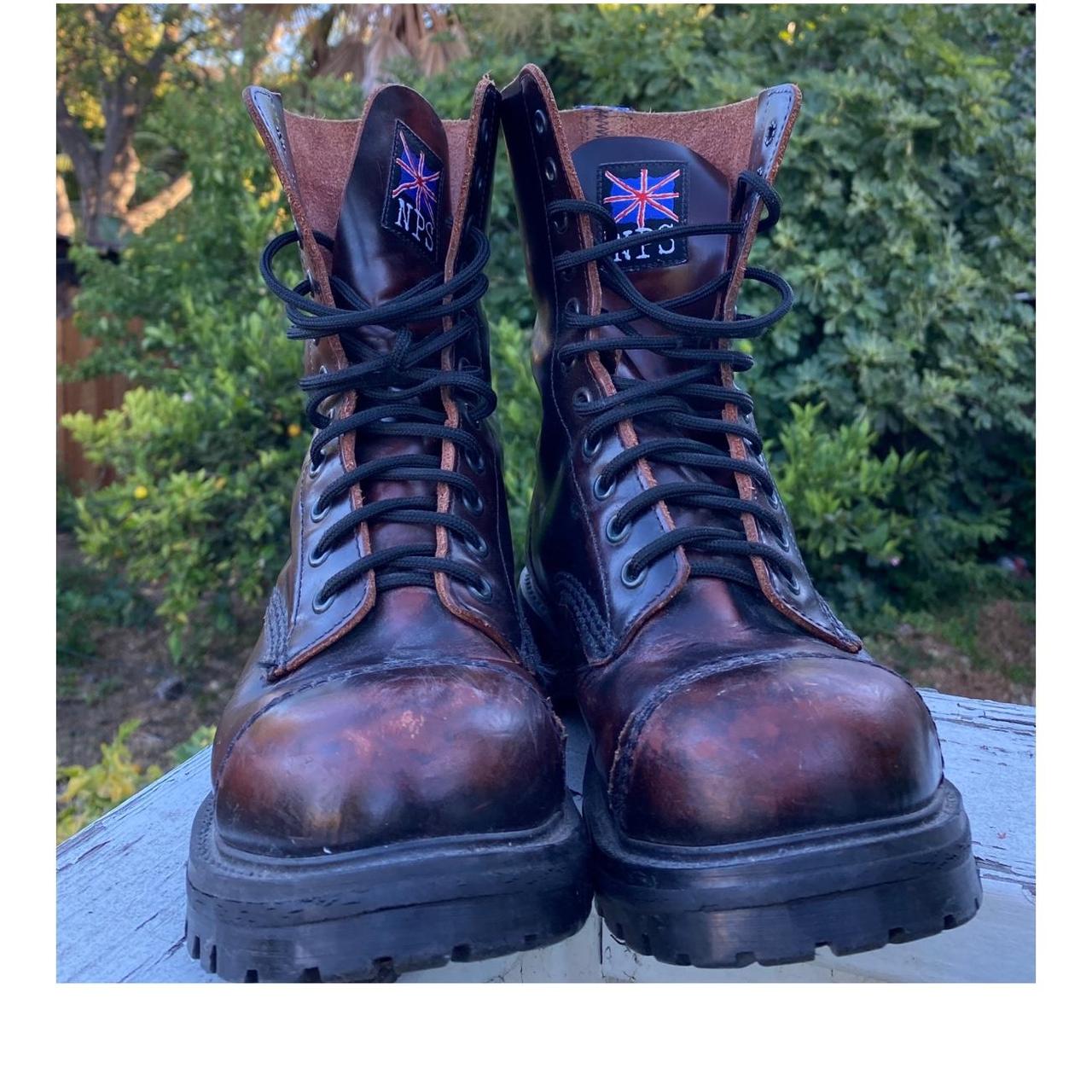 Vintage NPS brand burgundy genuine leather combat