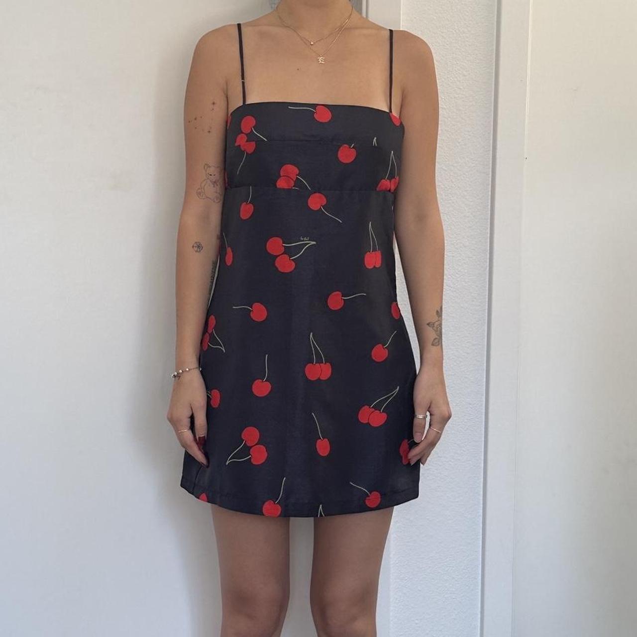reformation cherry dress dooooop size xxs-xs worn... - Depop