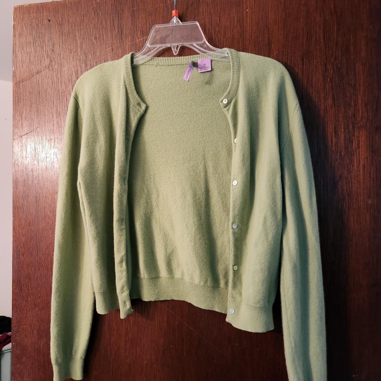sage/ pastel green 100% cashmere cardigan size medium - Depop