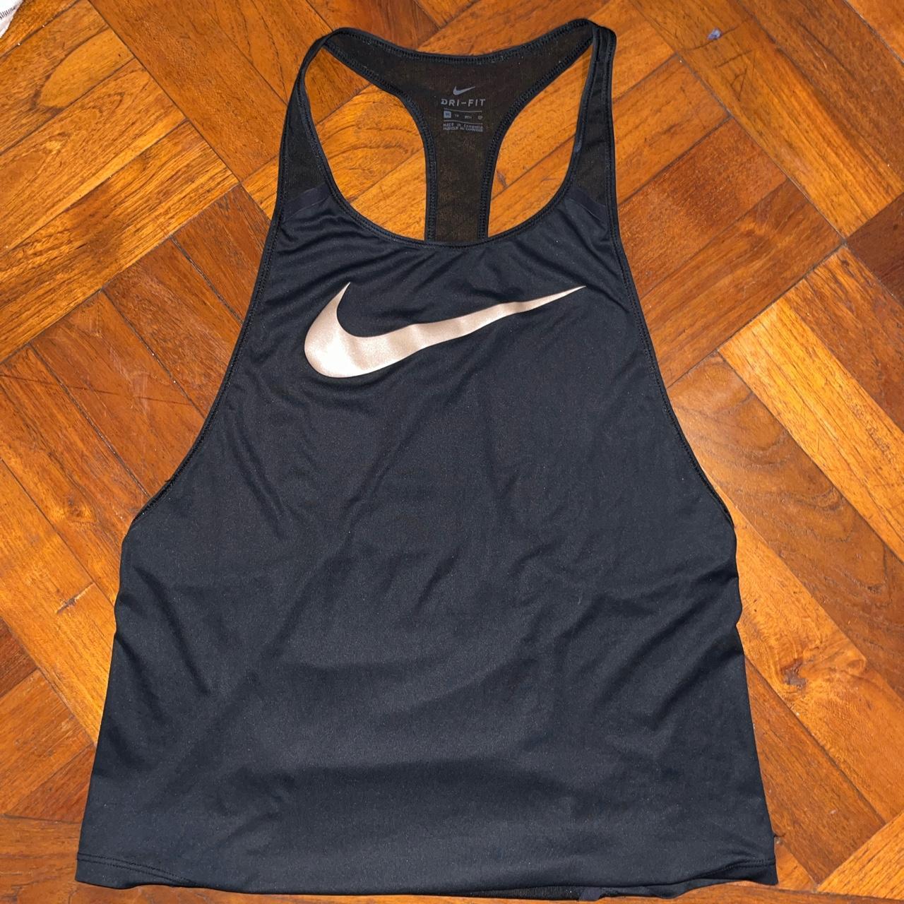 Nike black singlet with rose gold tick Mesh... - Depop