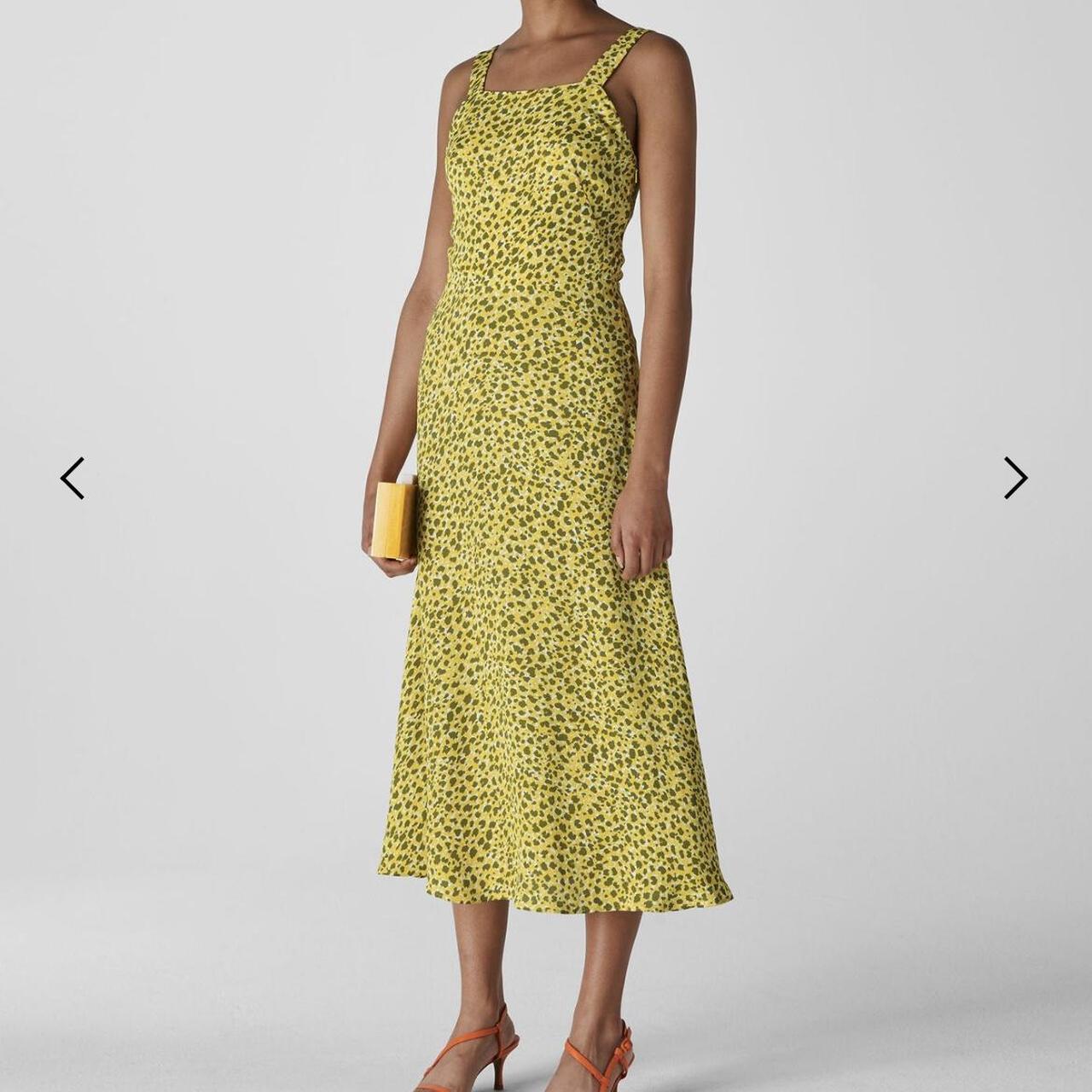 Whistles yellow spot tie back maxi dress. Size 14.... - Depop