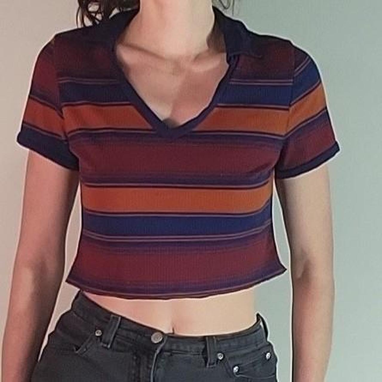 Cropped 70s inspired collared TShirt Channel the... - Depop