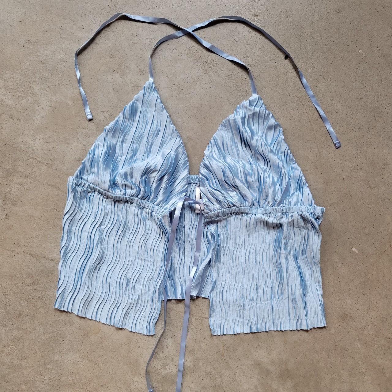 light blue flowy crop top Step into a world of... - Depop