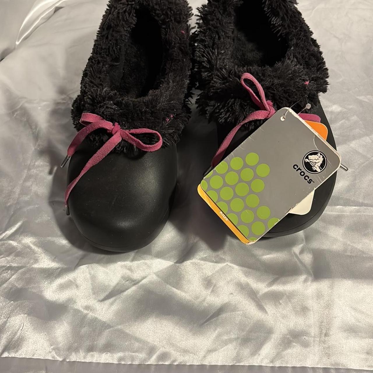 Crocs black and pink furry clogs. #comfyfeet | Depop