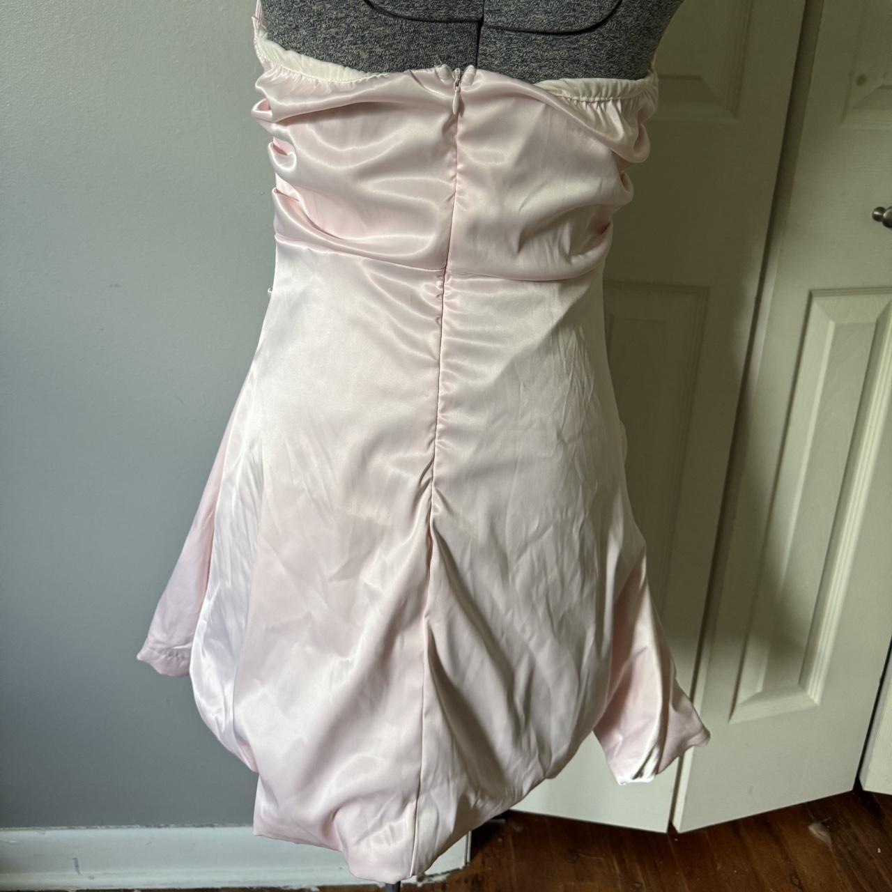 Baby pink silk strapless mini dress 💕🎀 minor... | Depop