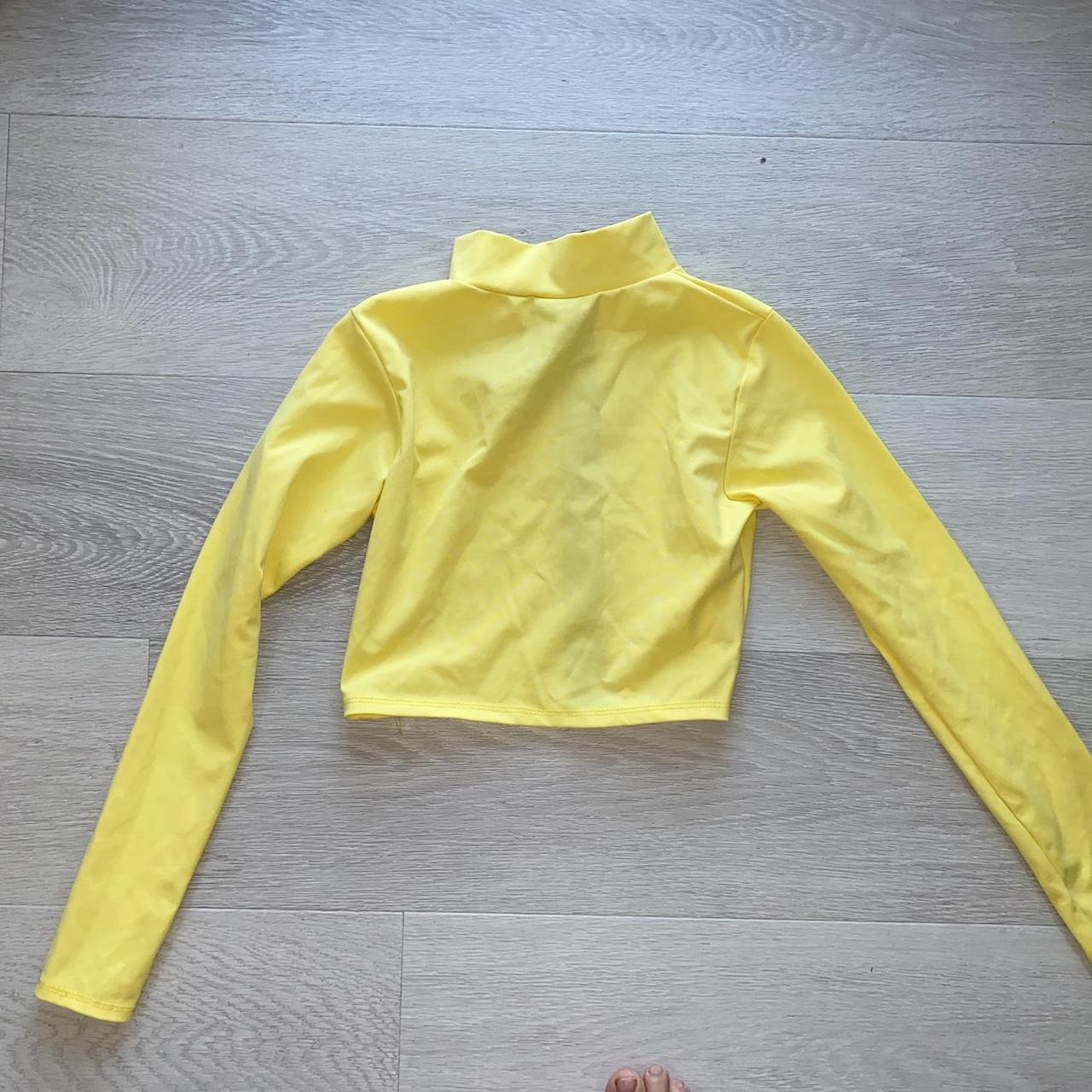 Fluro yellow rave festival style crop has stretch... - Depop