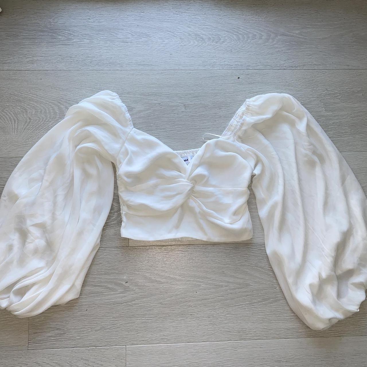 White puff sleeve crop top - worn once super cute on... - Depop