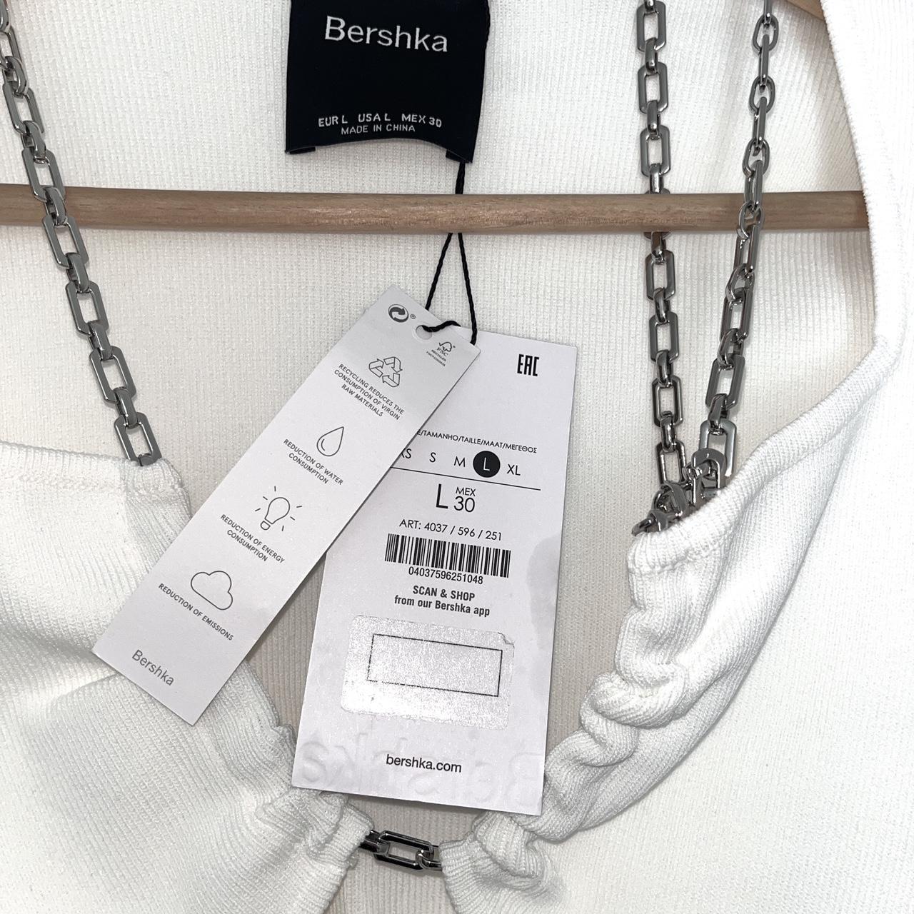 Bershka pure white chain crop top Brand new with tag... - Depop