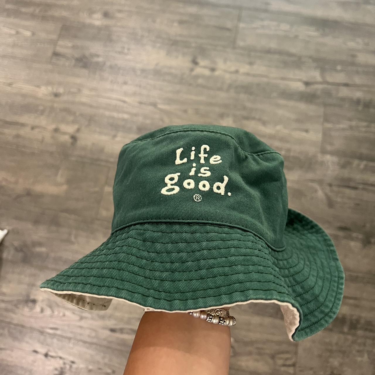 Green life is good bucket hat has a long adjustable... - Depop