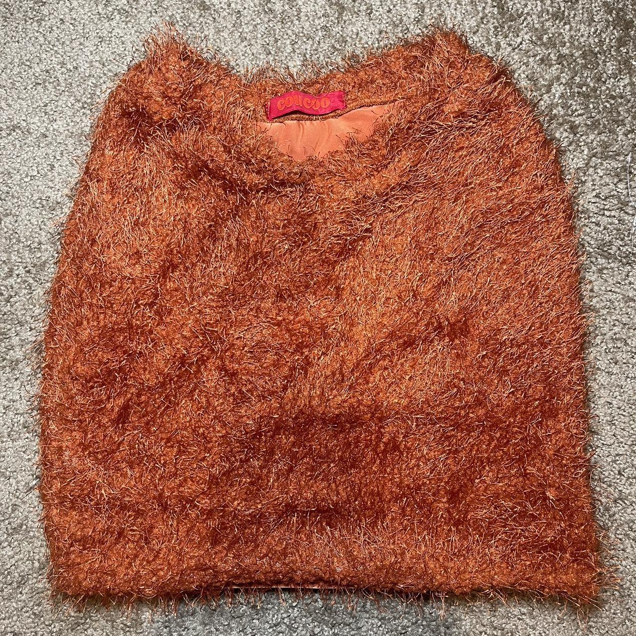 Coucoo - Orange Fuzzy Skirt Worn Once Size: Small... - Depop