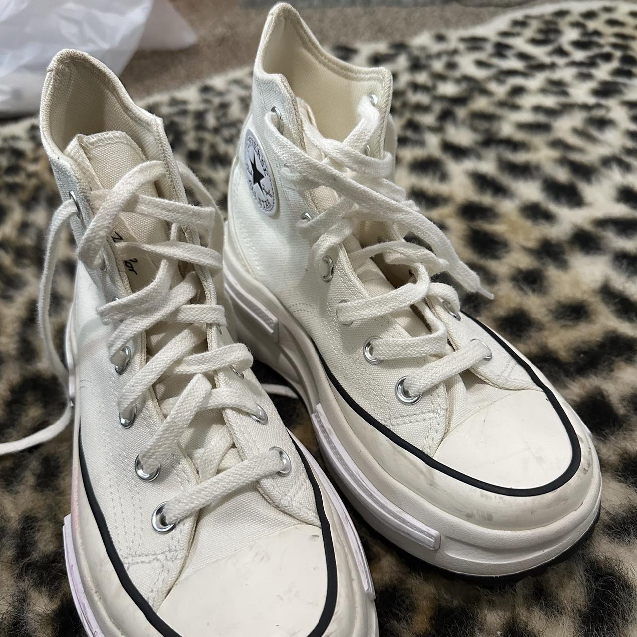 White convers size 5 platform super cute. Just need... | Depop