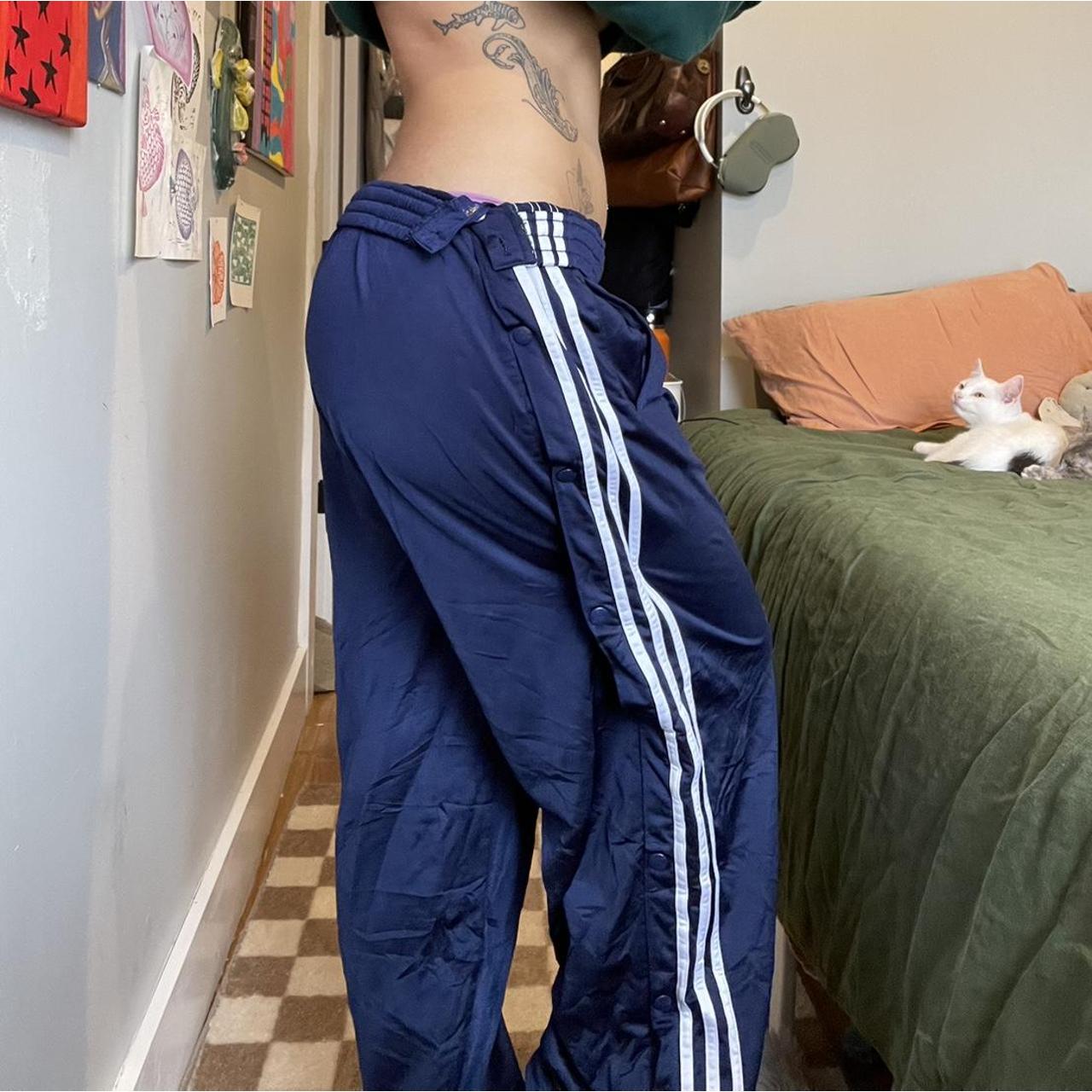 super sick adidas track pants. they button all the... - Depop